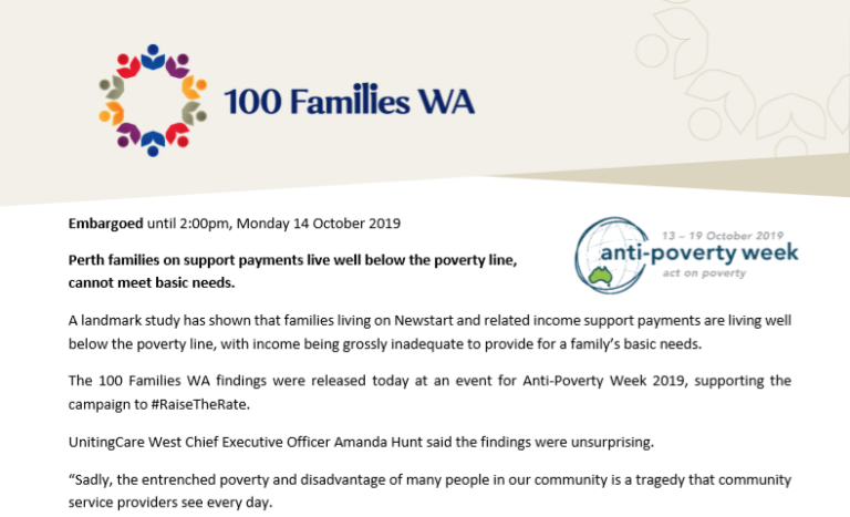 Anti-Poverty Week – 100 Families WA
